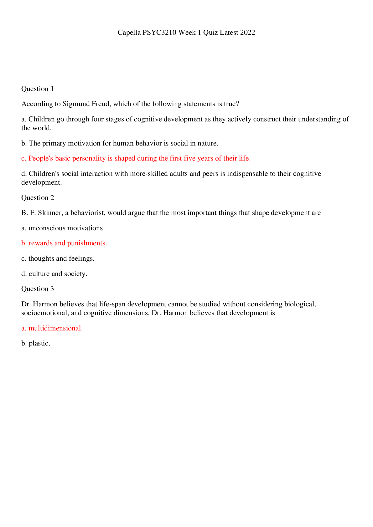 Capella PSYC3210 Week 1 Quiz Updated/Capella PSYC3210 Week 1 Quiz ... Capella PSYC3210 Week 1 Quiz Updated/Capella PSYC3210 Week 1 Quiz ...